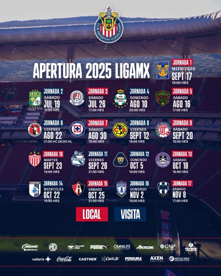 Así quedó el calendario de Chivas para el Apertura 2025 - Juanfutbol